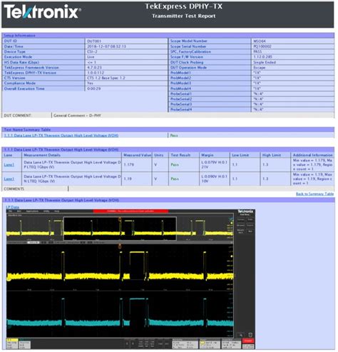 mipi d phy transmitter test application tektronix