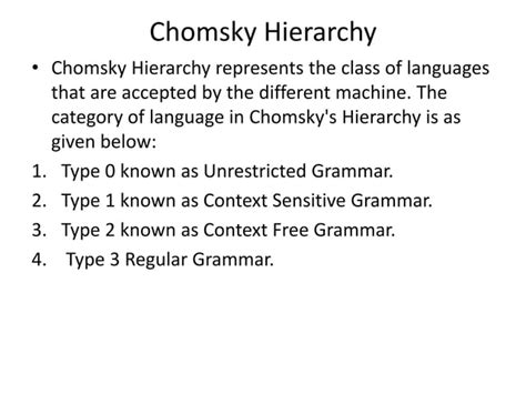 Introduction To Chomsky Hierarchy In Tocpptx
