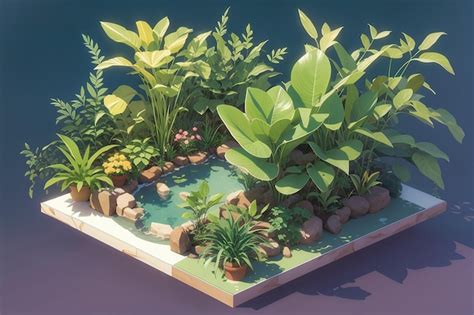 Premium Photo Isometric Plant 3d Rendering