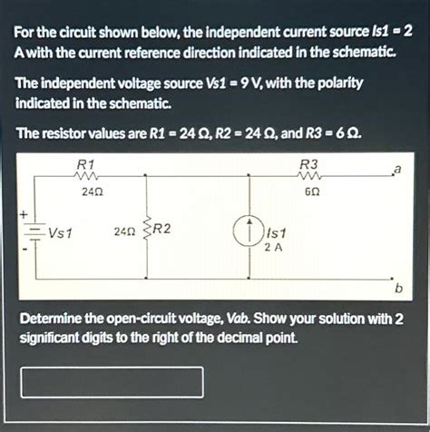 Solved For The Circuit Shown Below The Independent Current