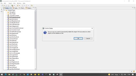 workbench npe errors when deleting objects slots templates content
