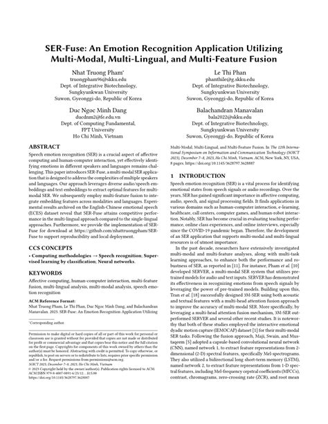 Pdf Ser Fuse An Emotion Recognition Application Utilizing Multi