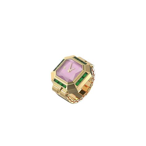 Sofia Prism Cocktail Watch Ring Gold Band Lavender Pascal