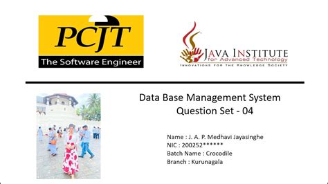 question set 04 dbms java institute 1st year youtube