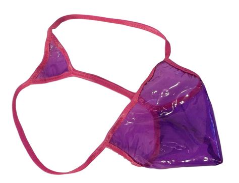 Mens Clear Plastic Pvc Vinyl Thong G String Choose Your Back Style