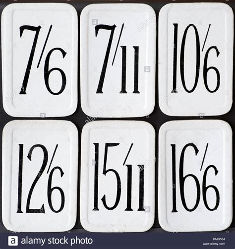 Old British Pre Decimal Shillings And Pence Shop Display Signs With