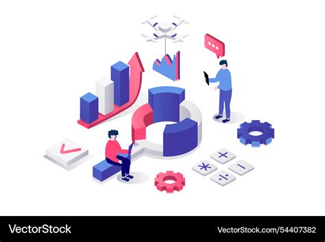 Data Analysis 3d Isometric Concept In Geometry Vector Image