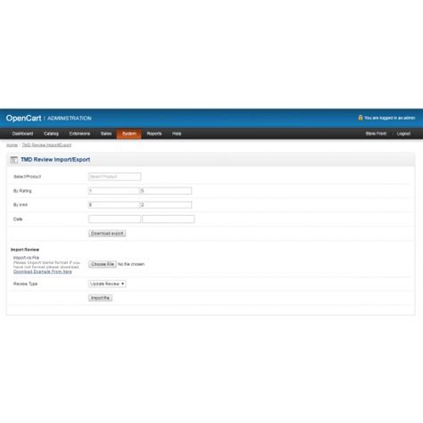 OpenCart Import And Export Product Review X X X