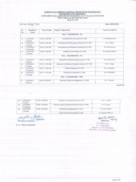 supp even sem timetable pdf