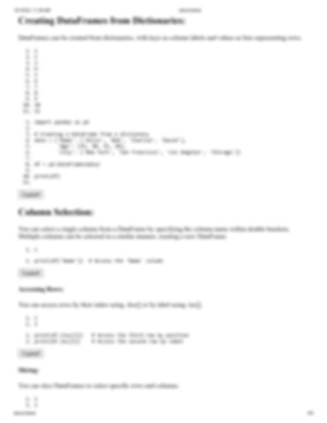 Solution Pandas Python Cheat Sheet Pdf Pandas Library In Python Short Notes Studypool
