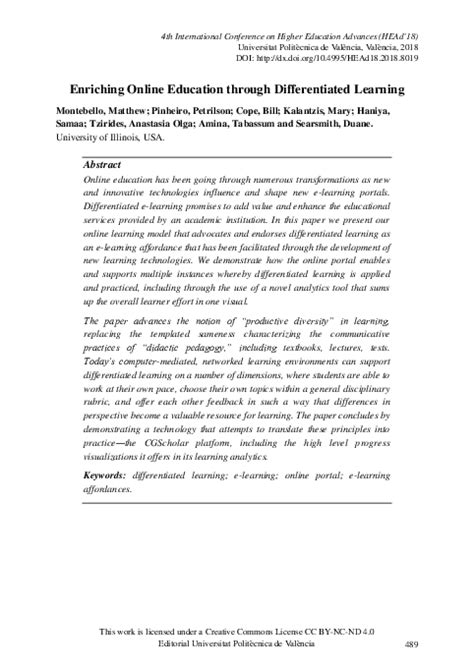 pdf enriching online education through differentiated learning