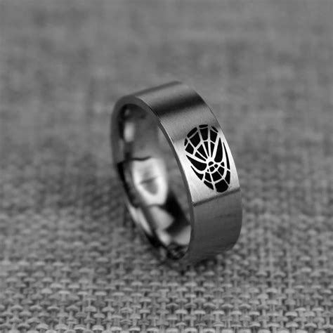 Spiderman Ring Logo 2 Superhero Mens Marvel Ring Stainless Steel Si That Rock Aesthetic