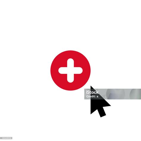 벡터 아이콘 커서 기호 추가 기호를 클릭 합니다 커서가 화살표 아이콘 및 새로운 게다가 긍정적인 상징 0명에 대한 스톡 벡터