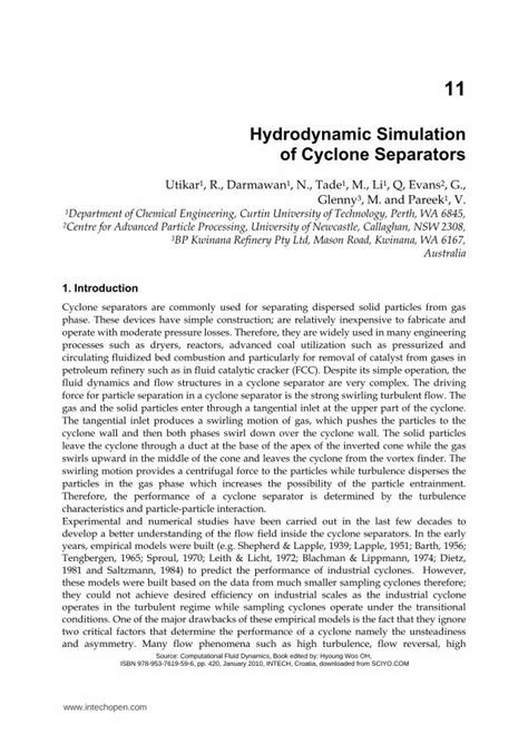 Pdf Intech Hydrodynamic Simulation Of Cyclone Separators Dokumen Tips