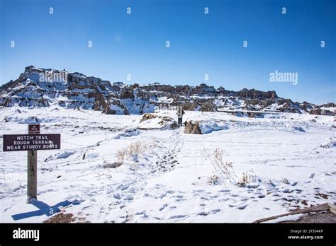 Trekking In Badlands National Park In Winter South Dakota U S A
