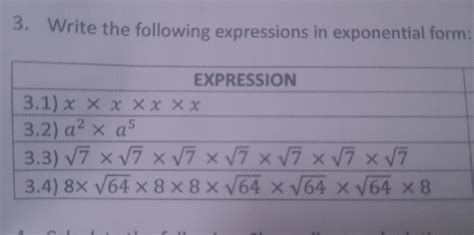 Solved Write The Following Expressions In Exponential Chegg Com