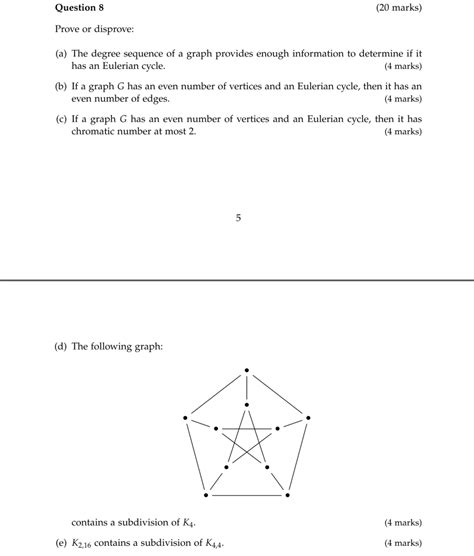 Solved Question 8 20 Marks Prove Or Disprove A The