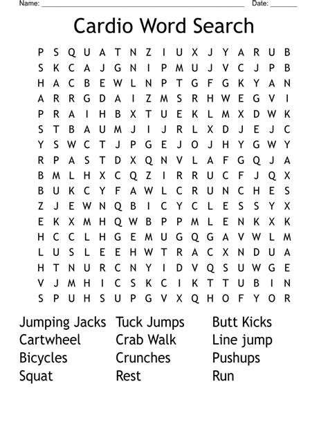 Cardio Word Search Wordmint