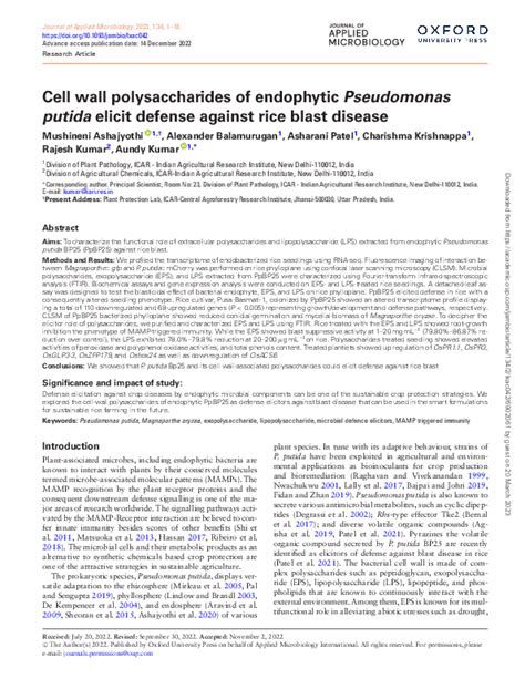 Pdf Cell Wall Polysaccharides Of Endophytic Pseudomonas Putida Elicit