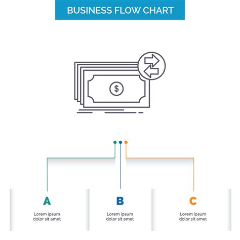 Banknotes Cash Dollars Flow Money Business Flow Chart Design With Steps Line Icon For