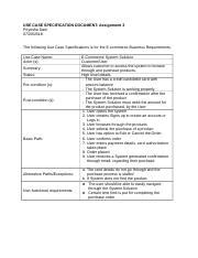 USE CASE SPECIFICATION DOCUMENT Docx USE CASE SPECIFICATION DOCUMENT Assignment 3 Priyesha