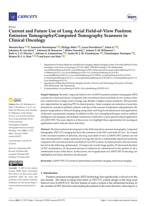 Pdf Current And Future Use Of Long Axial Field Of View Positron Emission Tomographycomputed