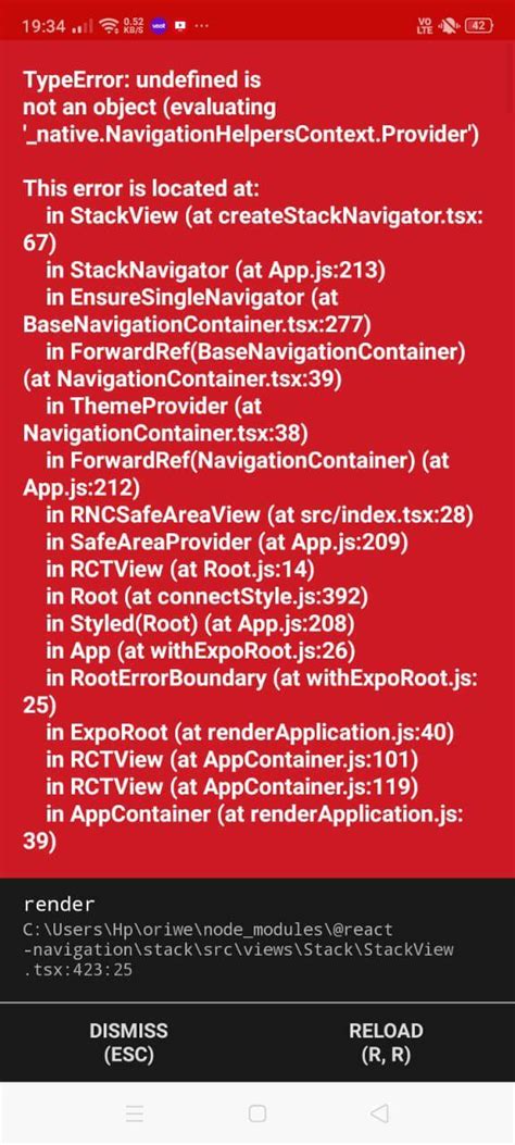 Undefined Is Not An Object Evaluating Native NavigationHelpersContext Provider Issue