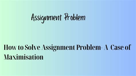 Solving Assignment Problem By Hungarian Method Youtube