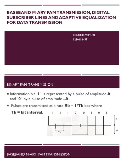 Baseband M Ary Transmission And Digital Subscriber Lines Pdf Digital Subscriber Line Data