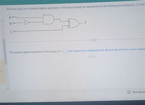 solved write the output as a boolean algebra expression of