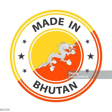 부탄 배지 벡터에서 만든 별과 국기가 있는 스티커 흰색 배경에 격리된 기호입니다 라벨에 대한 스톡 벡터 아트 및 기타 이미지