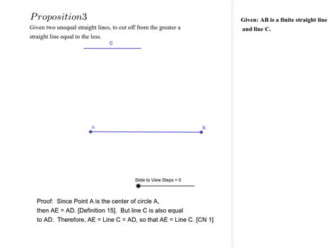Euclid Proposition 3 Geogebra