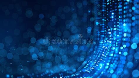 Abstract Blue Background Stream Of Binary Code Data Flow Big Data Concept Technology