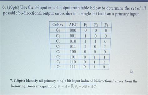 solved 6 10pts use the 3 input and 3 output truth table
