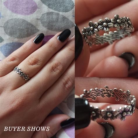 925 Silver Small Daisies Ring For Lower Vintage Processing Real