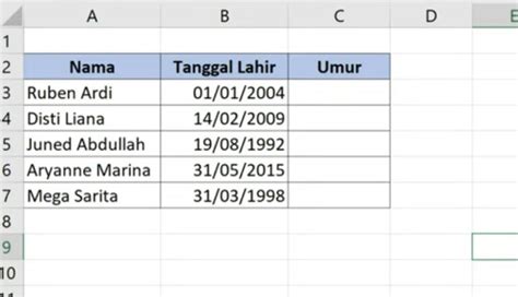Cara Menghitung Usia Pakai Rumus Excel Datedif