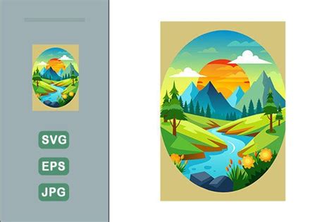 Cricle Vector Landscape Background Graphic By Wanda Design · Creative Fabrica