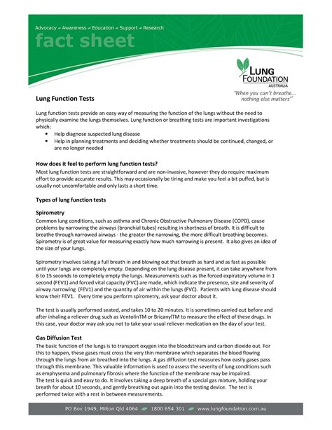 Lung Function Tests Lung Foundation Australia