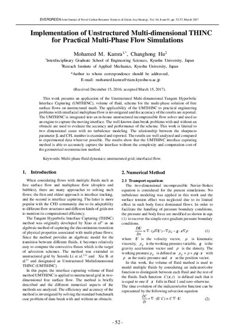 Pdf Implementation Of Unstructured Multi Dimensional Thinc For Practical Multi Phase Flow