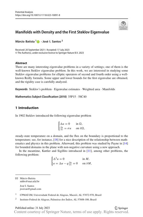 Manifolds With Density And The First Steklov Eigenvalue