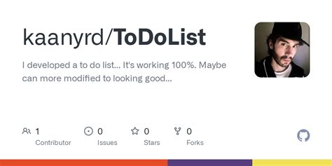 GitHub Kaanyrd ToDoList I Developed A To Do List It S Working 100 Maybe Can More