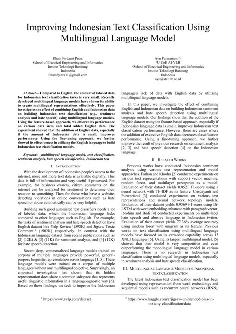 Pdf Improving Indonesian Text Classification Using Multilingual