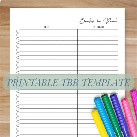 Printable Tbr List To Be Read Books For Book Club Members Kit Reading Log Reading Tracker