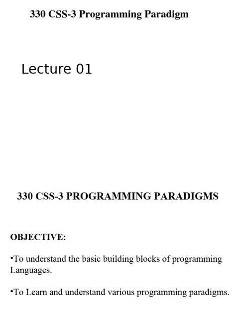 330css lecture 01 ppt pdf computer programming programming paradigms