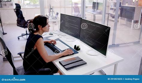 Software Programmer Or Coder Woman Stock Image Image Of Working