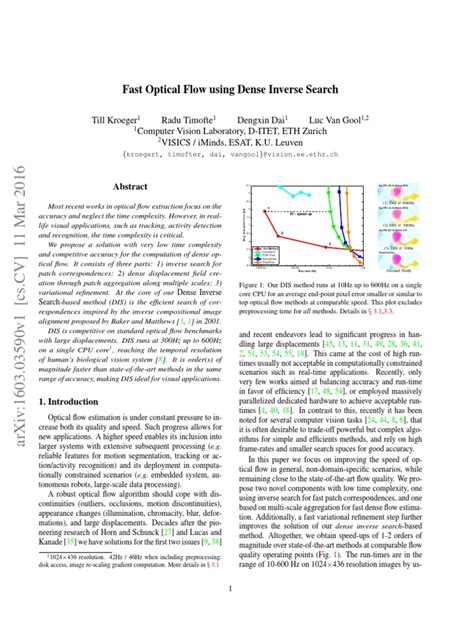 Optical Flow 160303590 Pdf Computer Vision Parallel Computing