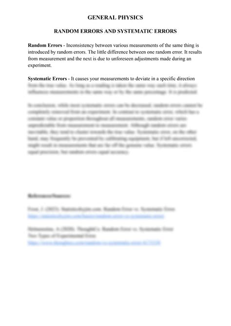 Solution Physics Random Errors Systematic Errors Definition And