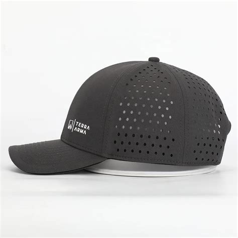 Custom Logo Men 6 Panel Laser Cut Hole Perforated
