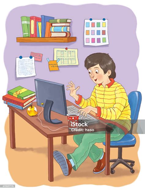 Seorang Programmer Profesi Ilustrasi Untuk Anakanak Halaman Mewarnai Karakter Kartun Lucu