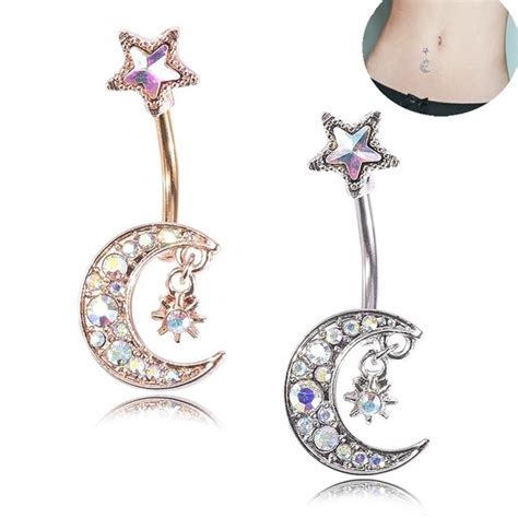 Sexy Dangle Belly Bars Belly Button Rings Belly Piercing Crystal Star